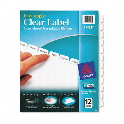 Avery Dennison Ave-11428 Index Maker Clear Label Divider - 12 X Tab for ...
