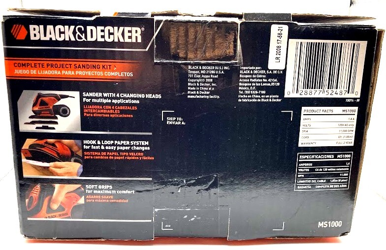 Black & Decker MS1000 Sander in Box w/ Acessories Sand Paper Tested ...