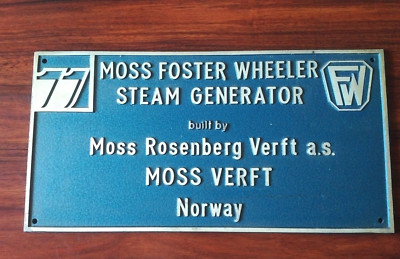 Moss Foster Wheeler Steam Generator Rosenberg Verft Shipyard Ship Plate ...