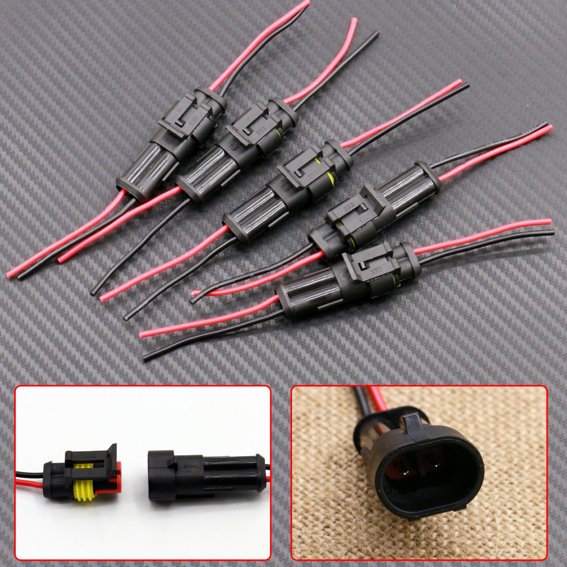 5pair 2 Pin Car Boat Sealed Waterproof Electrical Wire Connector Plug ...