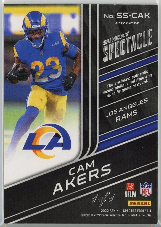 Cam Akers 2022 Panini Spectra Sunday Spectacle GOLD VINYL l 1/1 Rams 🔥 ...