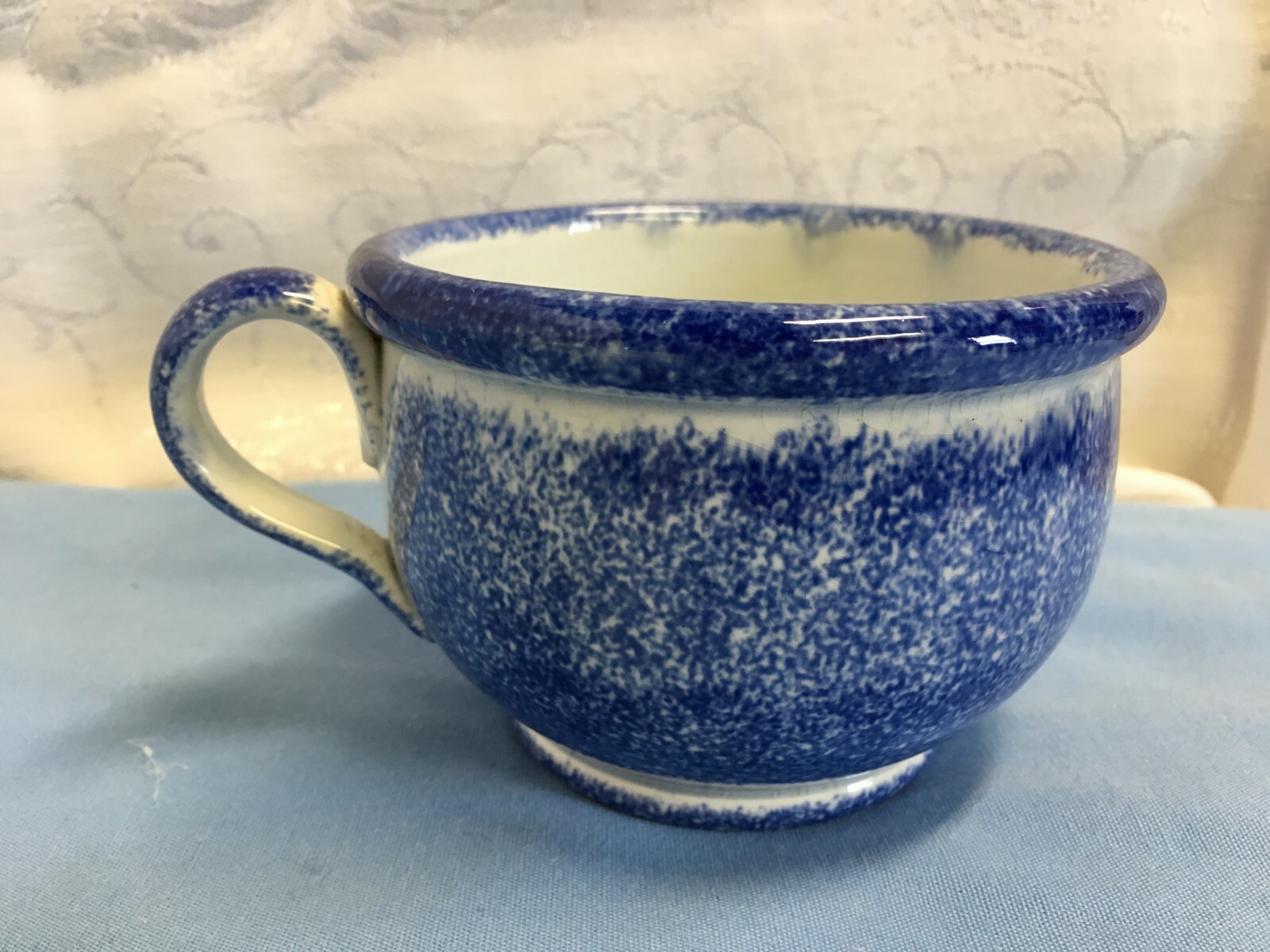 Antique Mug Blue Spatter Sponged Rare Lady's Spittle Cup Dainty Spitoon ...