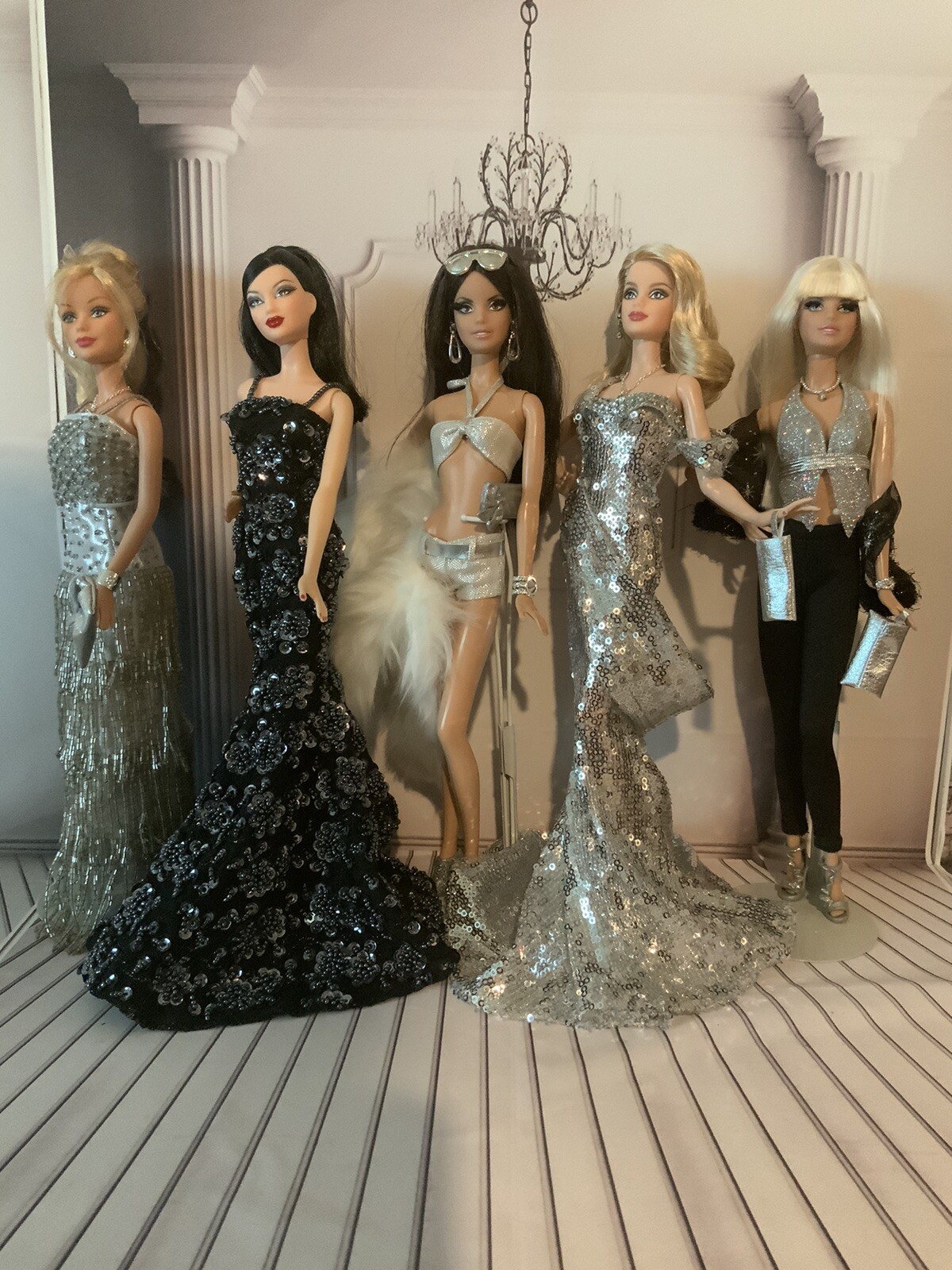 Barbie~Model Mused Doll On The Red Carpet In Beautiful Silver Sequined ...