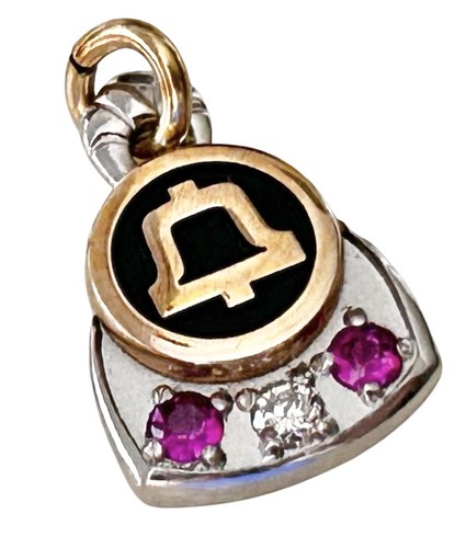 10K White Gold Ruby Diamond Bell Telephone Co Employee Service Pendant ...