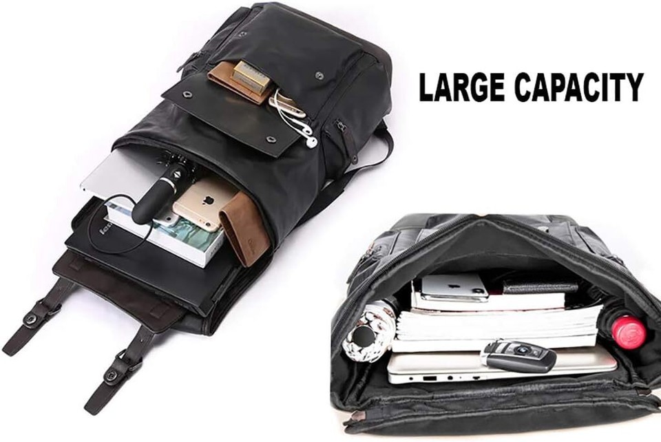 Large Casual Men's Leather Laptop Backpack Vintage Travel Rucksack for ...