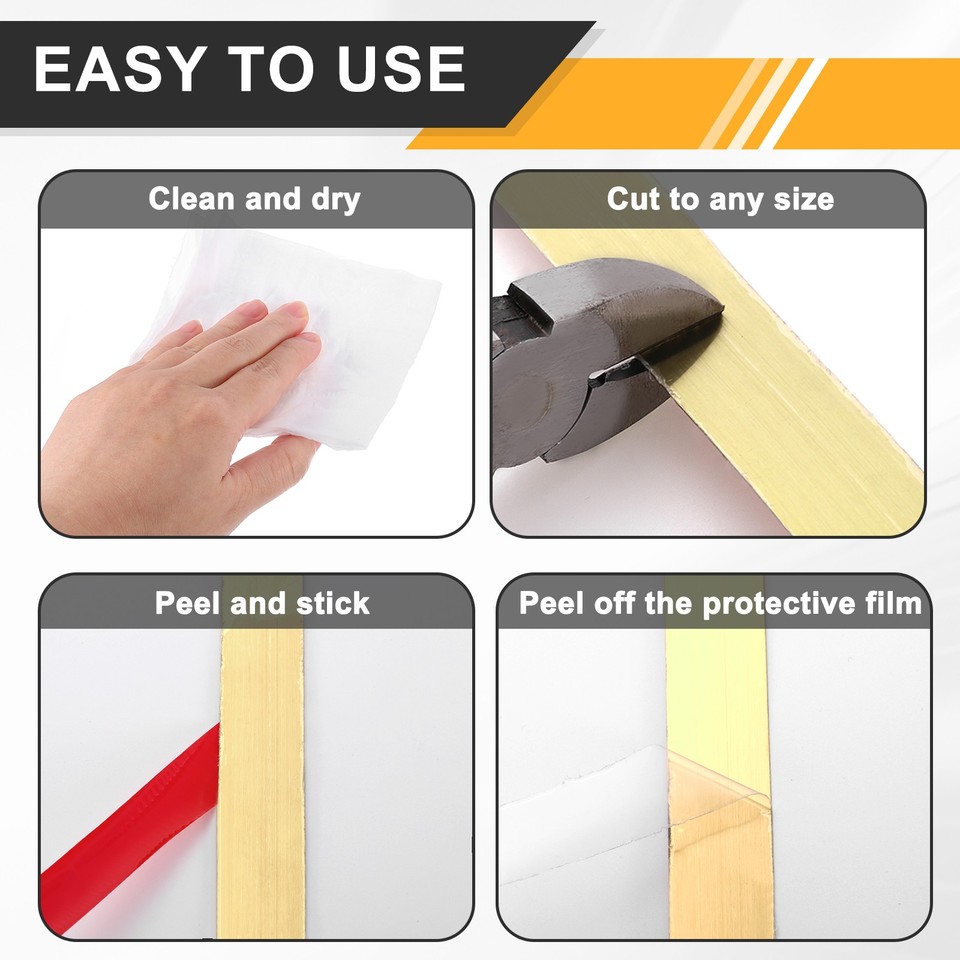 Wall Molding Trim 32.8ft x 0.8 Inch Peel and Stick Strip Mirrored Gold ...