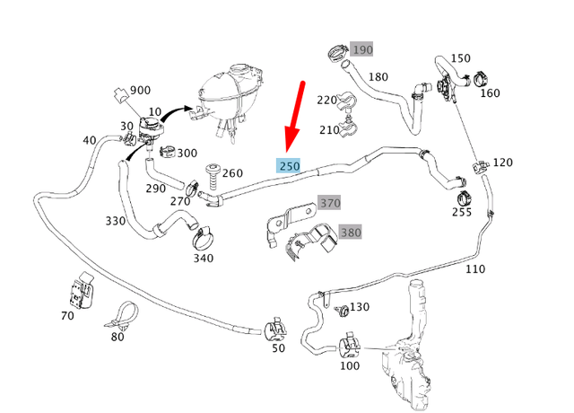 Mercedes-Benz E A207 2010 Engine Water Coolant Pipe Hose A2048300296 ...