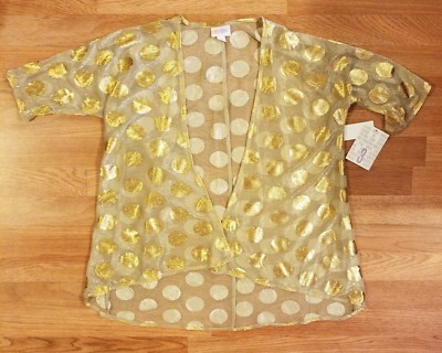 LuLaRoe Elegant Bianka Gold Polka Dots Foil Sheer Kimono Size 3 Bianca ...