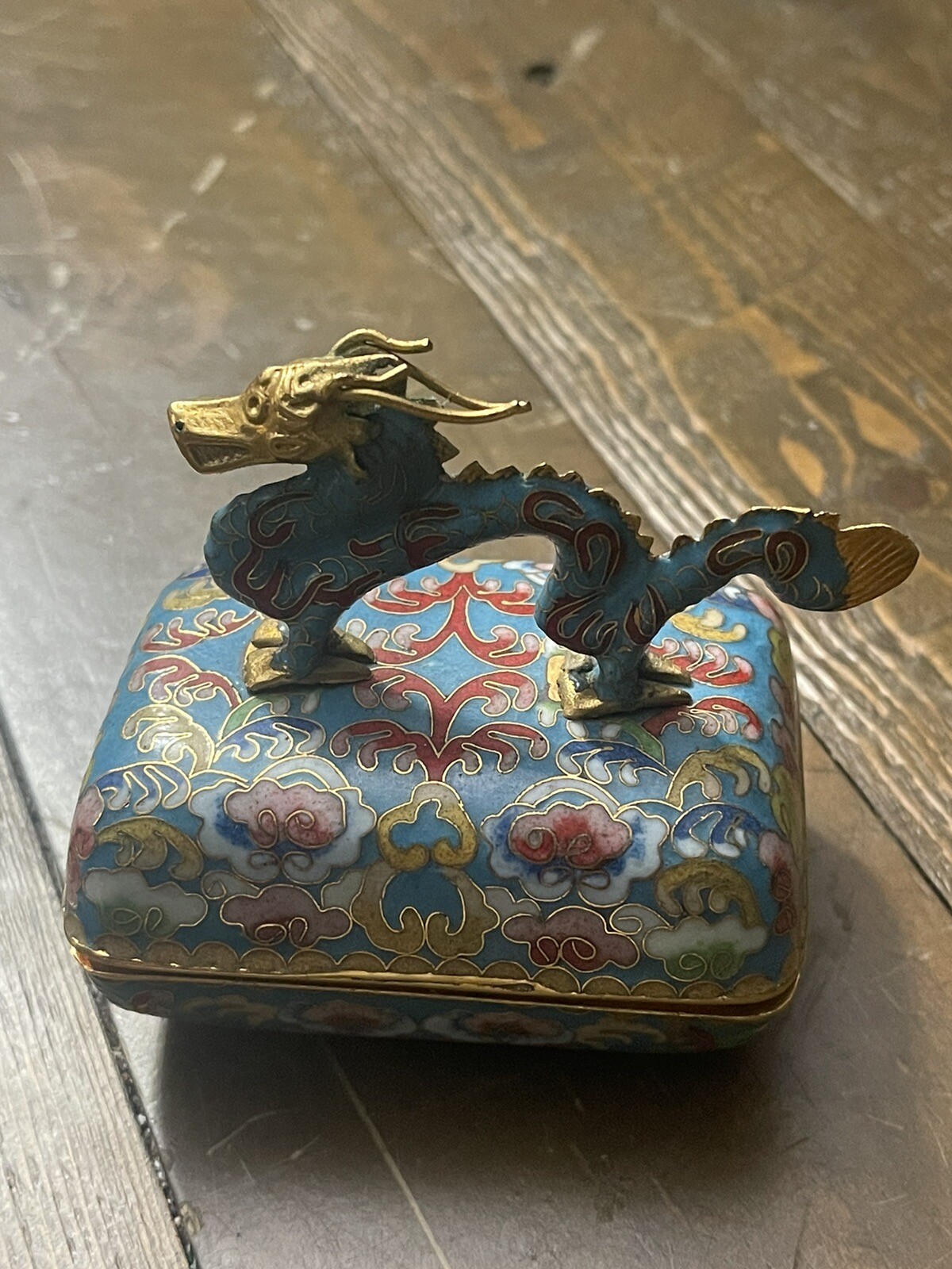 Ardleigh Elliott Cloisonné Music Box Dragon 73362 Brass Enamel Trinket ...