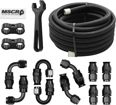 Pro AN6 20FT PTFE Fuel Line Hose Kit Stainless Steel Braided 3/8" 8 ...