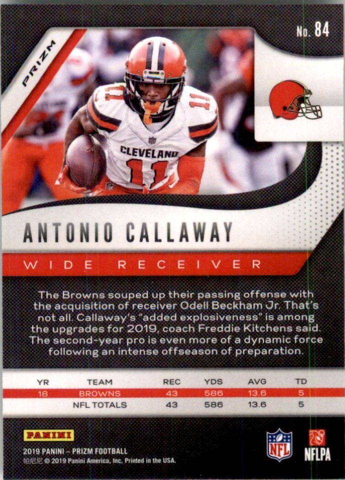 2019 Prizm Neon Green Pulsar ANTONIO CALLAWAY Cleveland Browns #84 | eBay