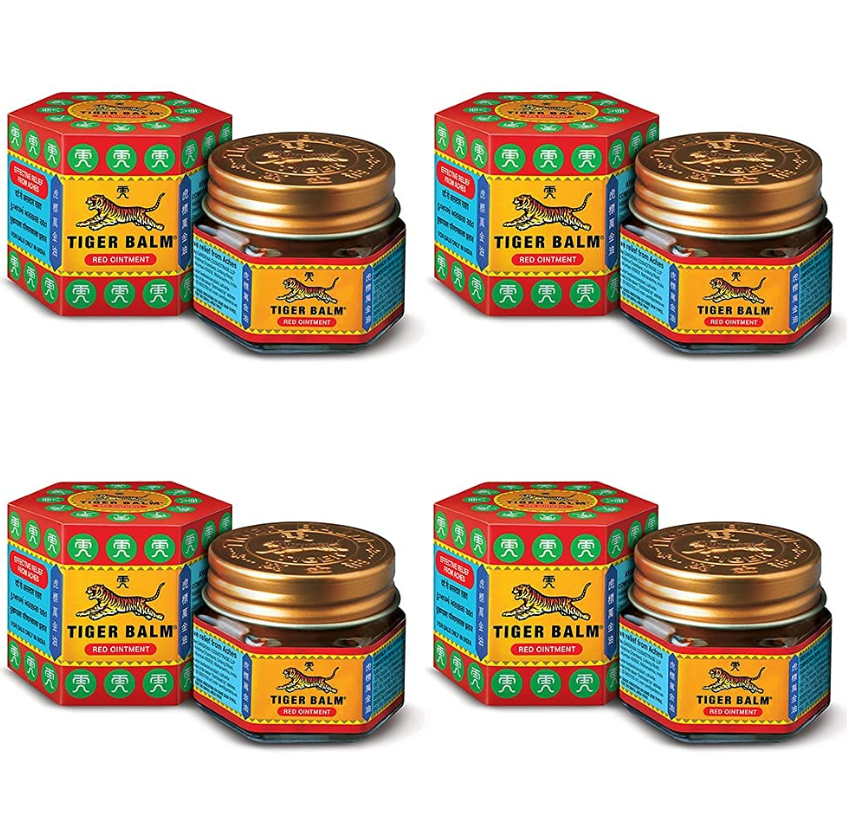Tiger Balm (Red) Super Strength Pain Relief Ointment (pack of 4 Jars ...