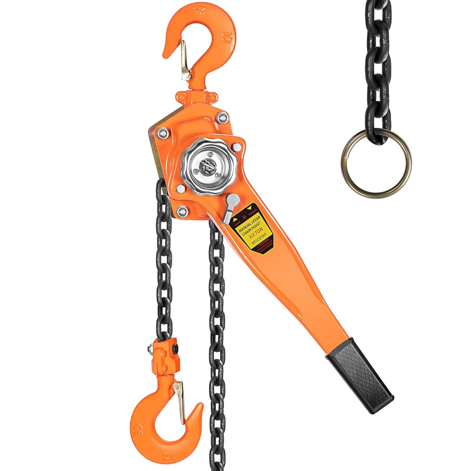 Lever Chain Hoist 1-1/2 Ton 3300 Lbs Capacity 10 Feet with 2 Heavy Duty Hooks... | eBay