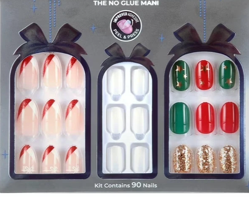 KISS IMPRESS PRESS ON FALSE NAILS CHRISTMAS DELIGHT GIFT SET SHORT ...