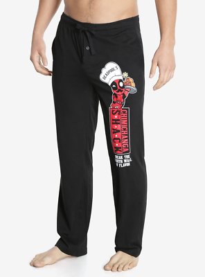 Mens Womens NEW Deadpool Chibi Chimichanga Shack Black Pajama Lounge ...