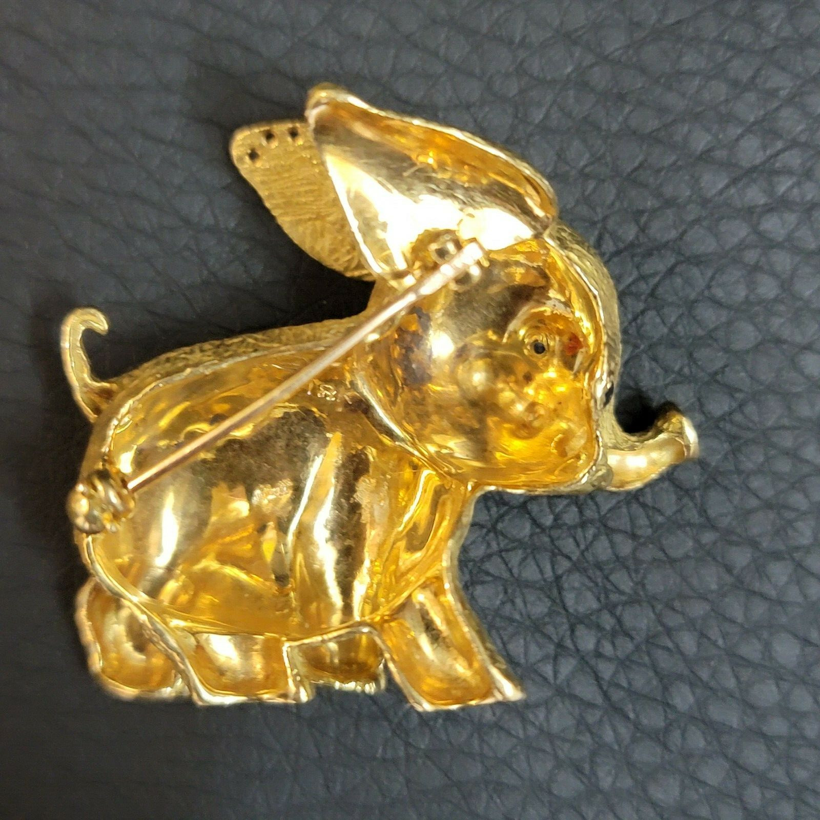 Vintage Baby ELEPHANT Brooch Pin 18Kt Yellow Gold Sa… - Gem