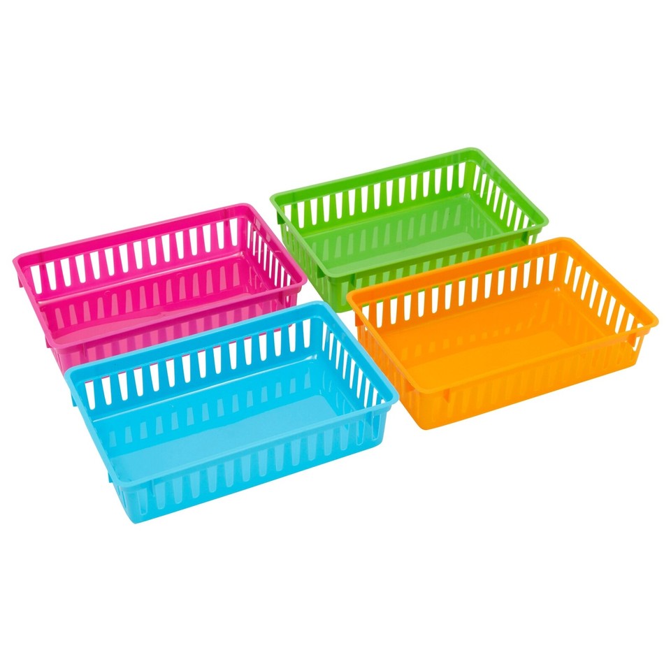 8 Pack Plastic Pen & Pencil Baskets Trays for Classroom Organizer ...