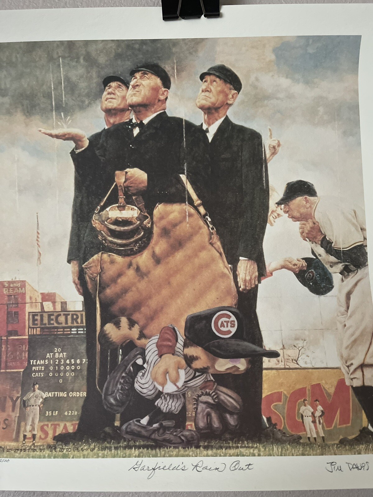 Norman Rockwell Garfield Rain Out Garfield Cubs Signed Jim Davis Park ...