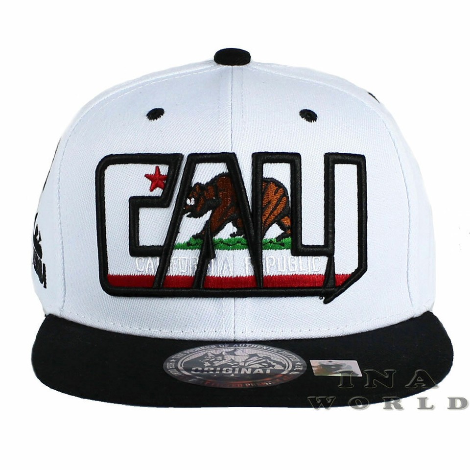 California Republic Hat Cap CALI Classic Bear Snapback Flat Bill ...