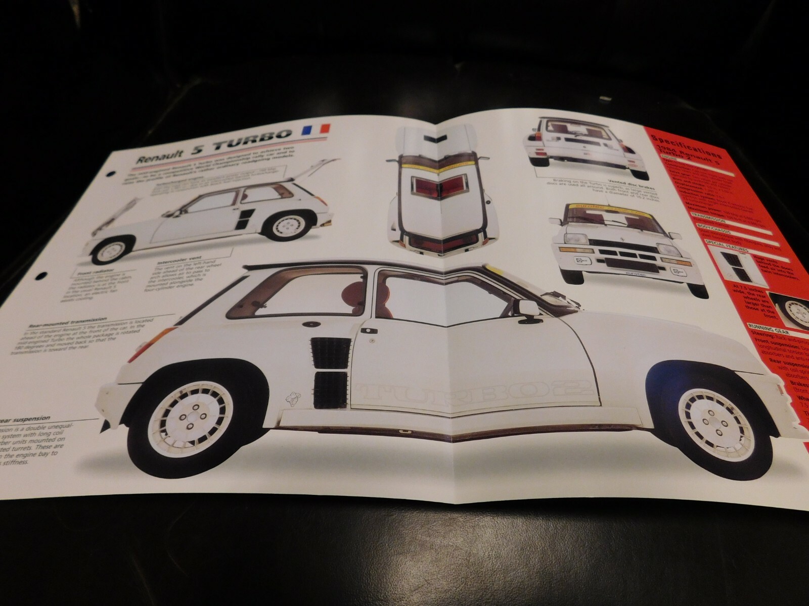 1980-1986 Renault 5 Turbo Spec Sheet Brochure Photo Poster 81 82 83 84 ...