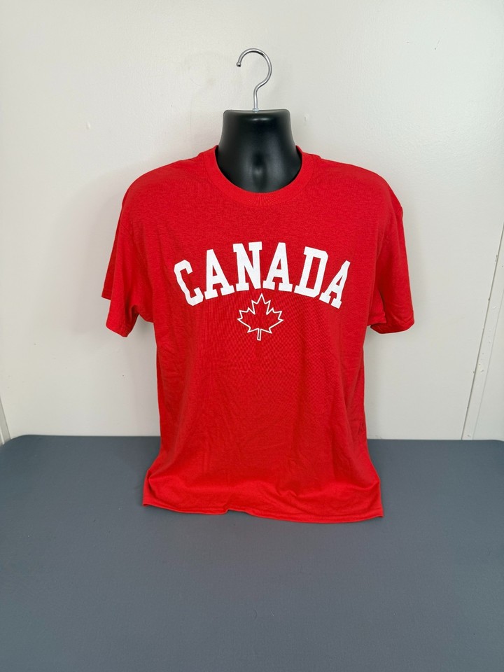 Gildan Men's Canada Crew Neck Cotton Knit Basic T-Shirt Red Size Large ...