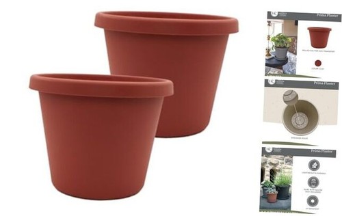 24 Inch Round Prima Planter - Large Plastic Plant Pot with Rolled Rim ...