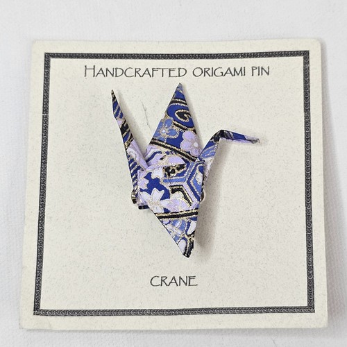 The Paper Crane Origami Brooch Handcrafted Purple Blue Floral Jewelry ...