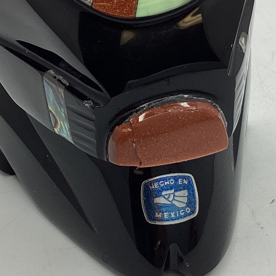 2x Aztec Mayan Warriors Statue Obsidian Carved Stone Figurine (13D) MO ...