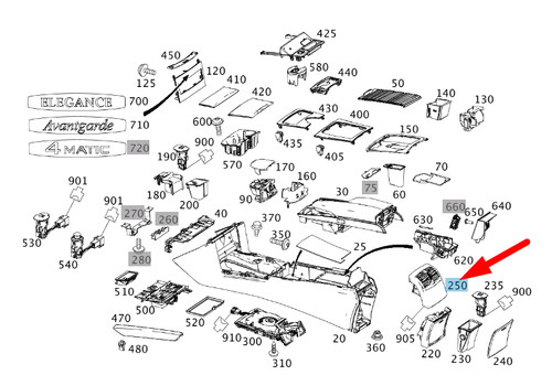 NEW MERCEDES-BENZ E W212 REAR CENTER CONSOLE AIR VENT A21283004541148 ...