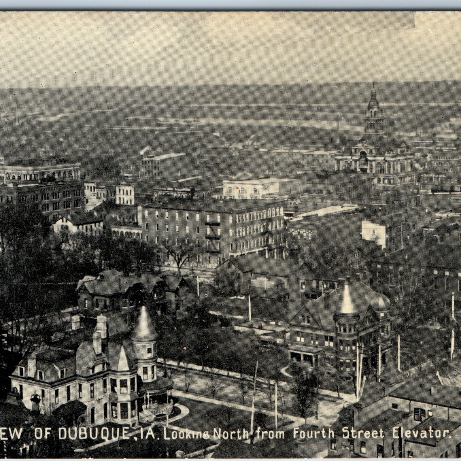 c1910s Dubuque, IA Downtown Birds Eye Queen Anne Victorian Houses ...