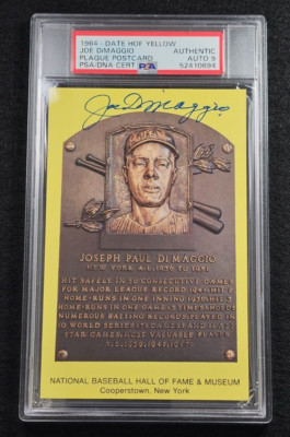 JOE DIMAGGIO Signed HALL OF FAME Induction Postcard-NEW YORK YANKEES ...