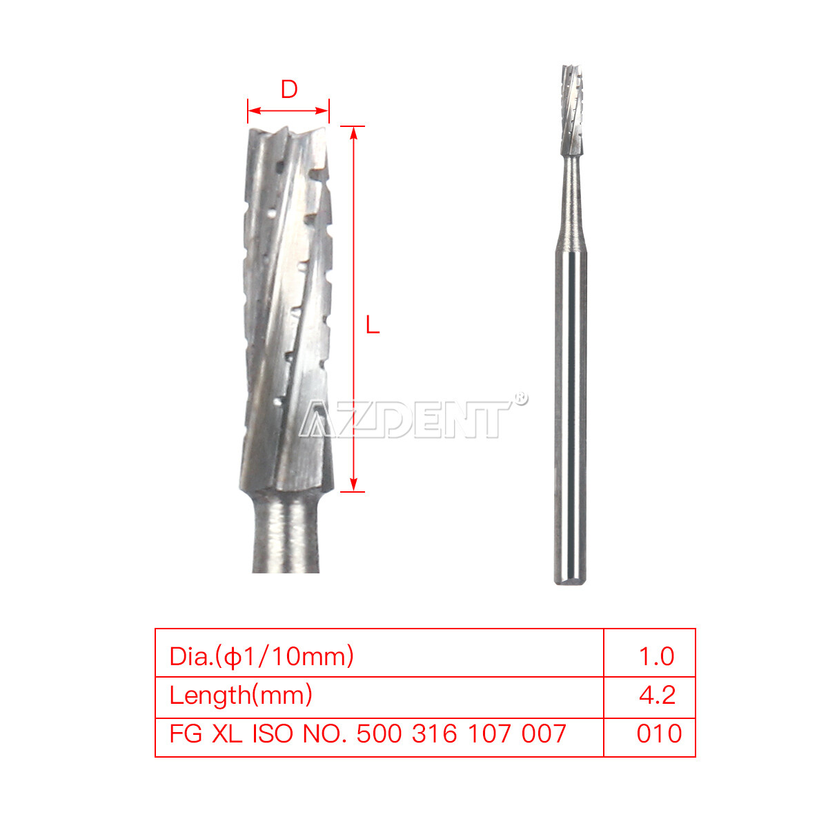 AZDENT Dental Surgical Handpiece Bur Tungsten Carbide FG Round/Straight ...