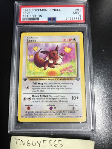 1999 1st Edition Eevee Pokemon Card 51/64 Jungle Set Graded PSA 9 MINT ...