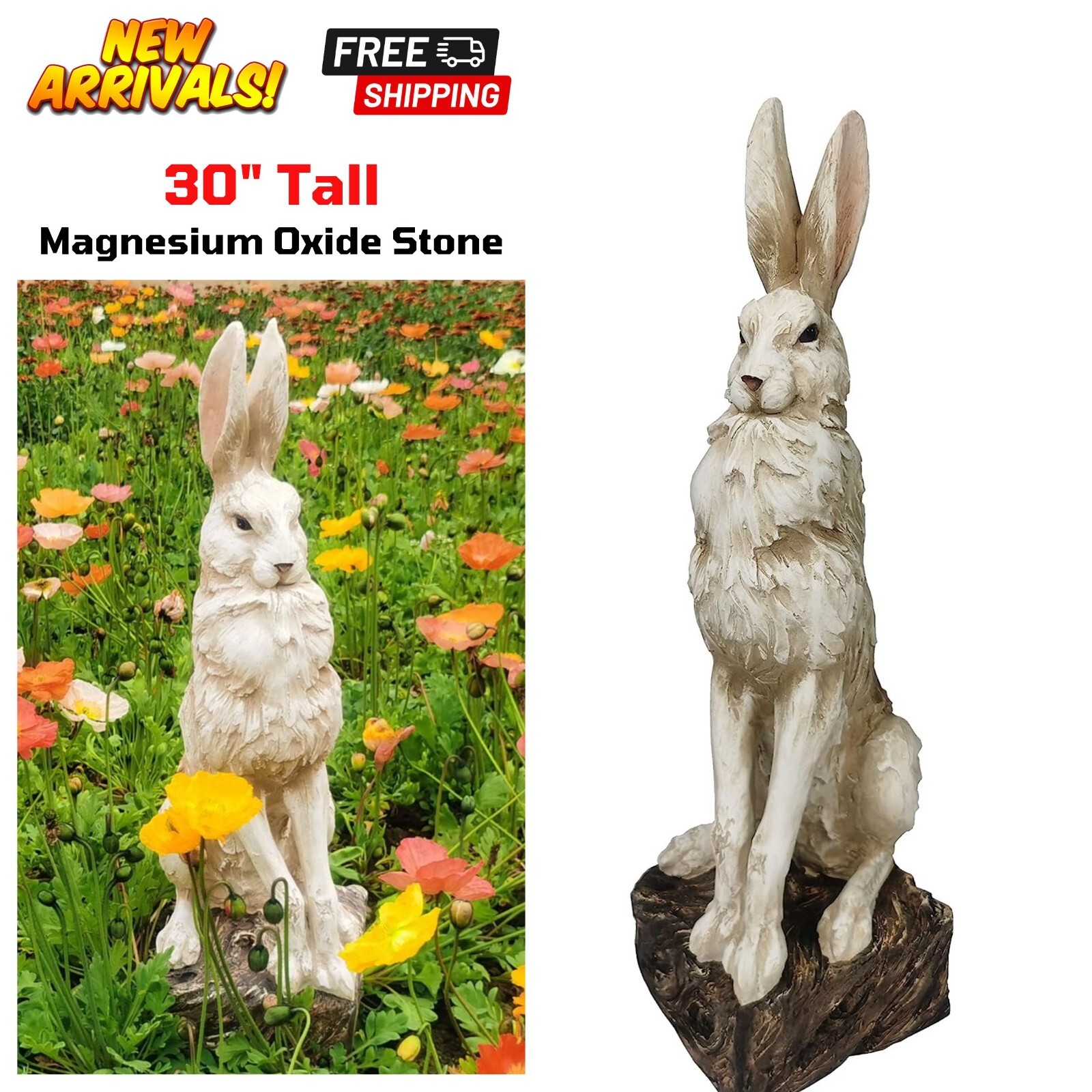 Large Sitting Rabbit Statue Realistic Easter Bunny Sculpture Garden ...