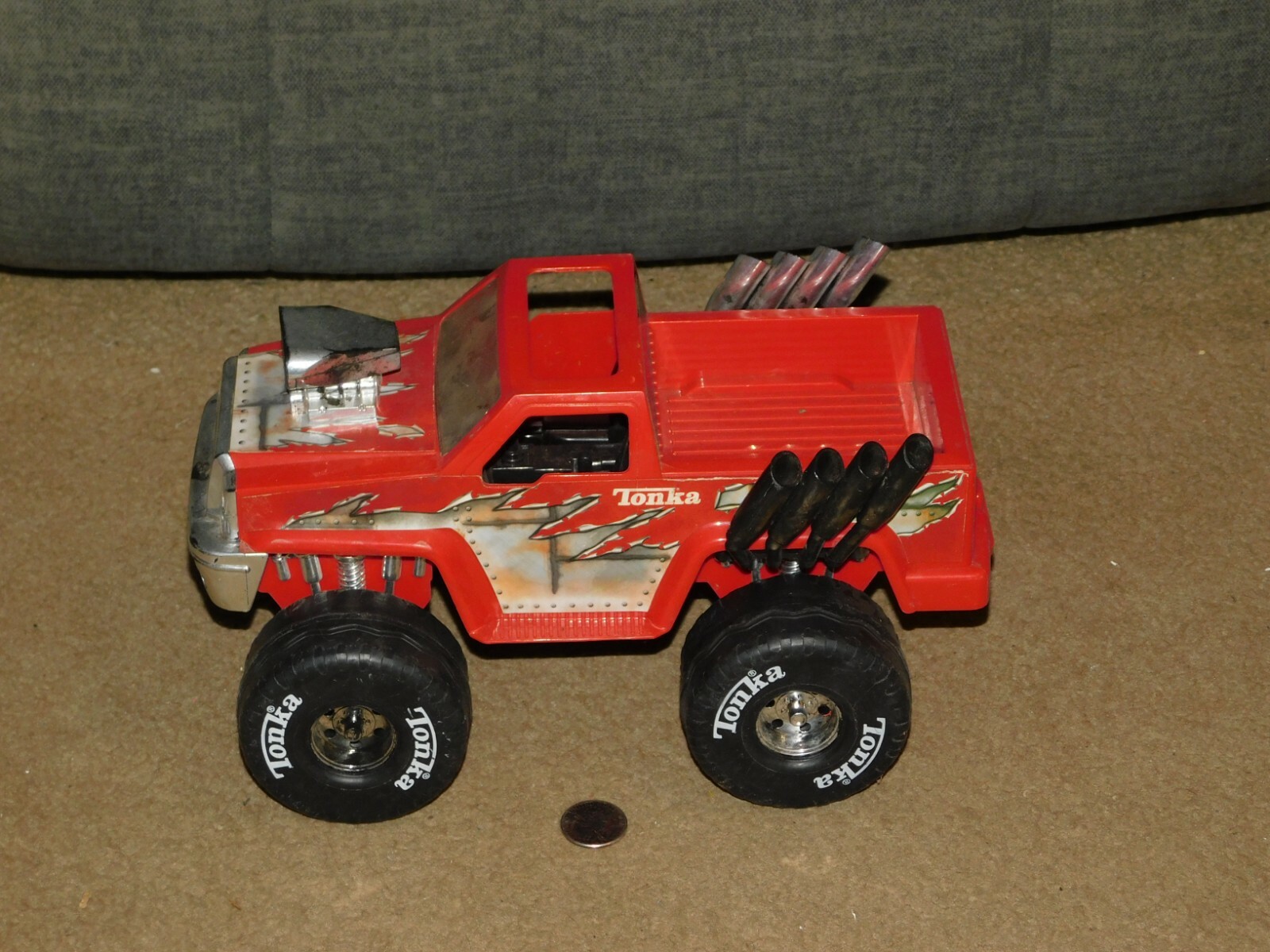 2007 Tonka 4 X 4 Racing Monster Truck RED W/ FLAMES BLOWER MOTOR ENGINE ...