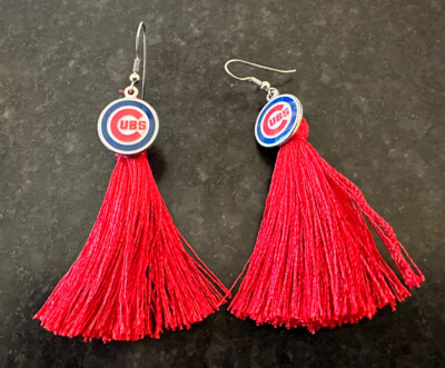 Chicago Cubs Earrings Baseball Red Tassel Perfect For Cubs Fan Wrigley ...