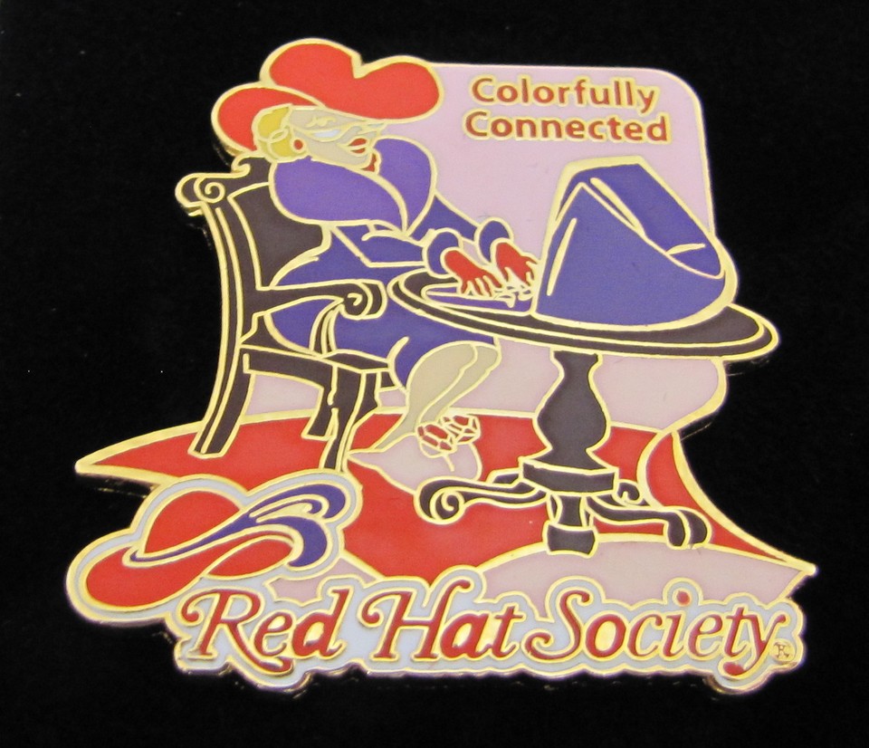 Red Hat Society Lapel Pin "Colorfully Connected" Computer Gold Willabee ...