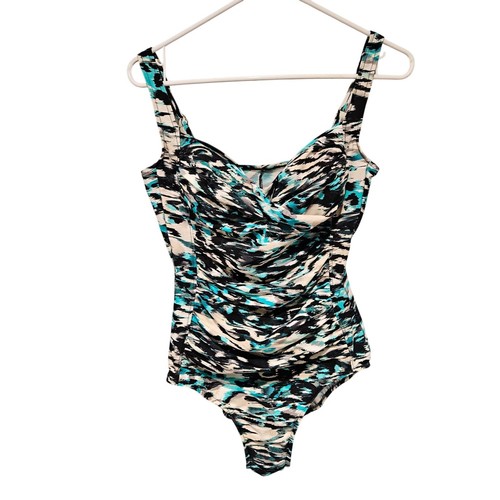 TrimShaper Woman Size 12 One Piece Slimming Swim Suit Ruched Tummy ...