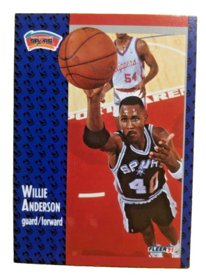 WILLIE ANDERSON #40 San Antonio SPURS 1991 Forward Card #182 NBA All ...