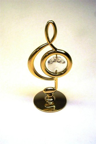 Treble Clef- 24-K Gold Plated AND Austrian Clear Crystal Treble Clef ...