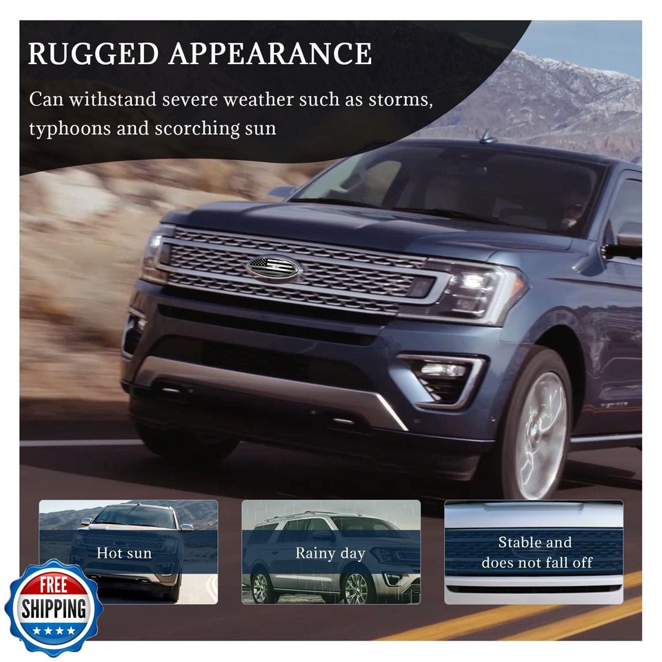 Suvnie Front Grille US Flag Emblem, 7 Inch Oval Rear Tailgate Decal ...