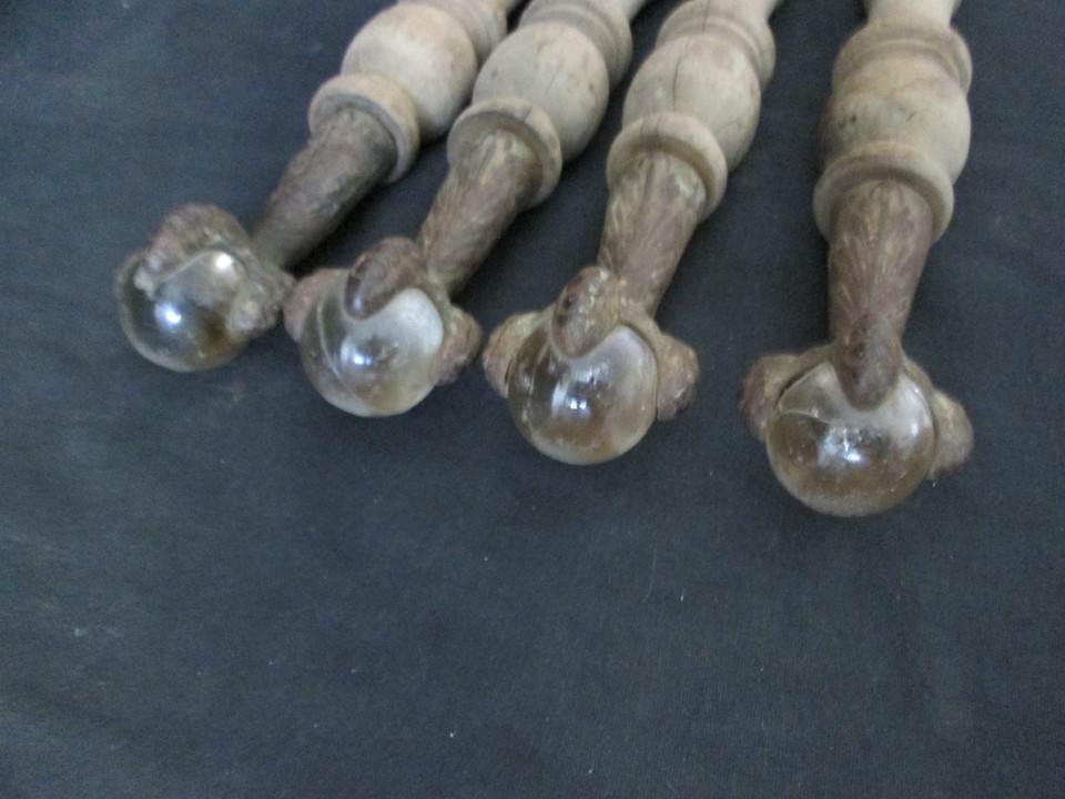 Set of 4 Antique Claw Foot Glass Balls With Spindle Legs | eBay