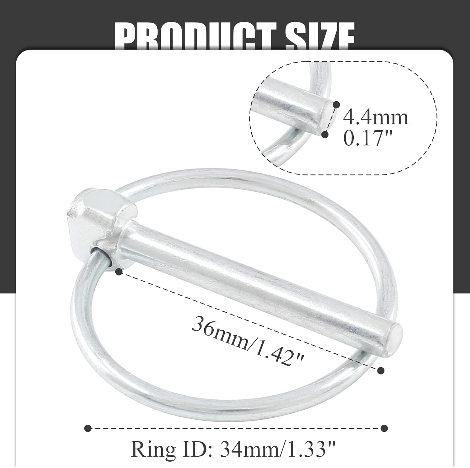 12Pcs 3/16 Inch Heavy Duty Lynch Pin with Ring, round Linch Pins ...