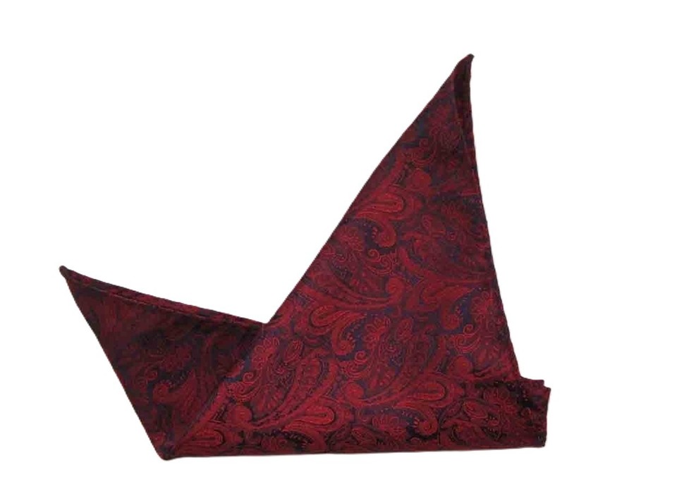 Gascoigne Pocket Square Red Blue Paisley B7R Men's | eBay