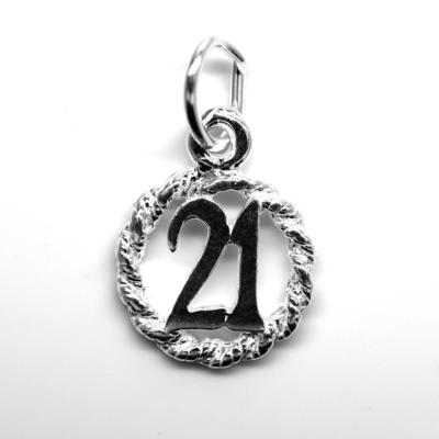 21st Birthday Anniversary 21 Twenty one Charm Pendant STERLING SILVER ...