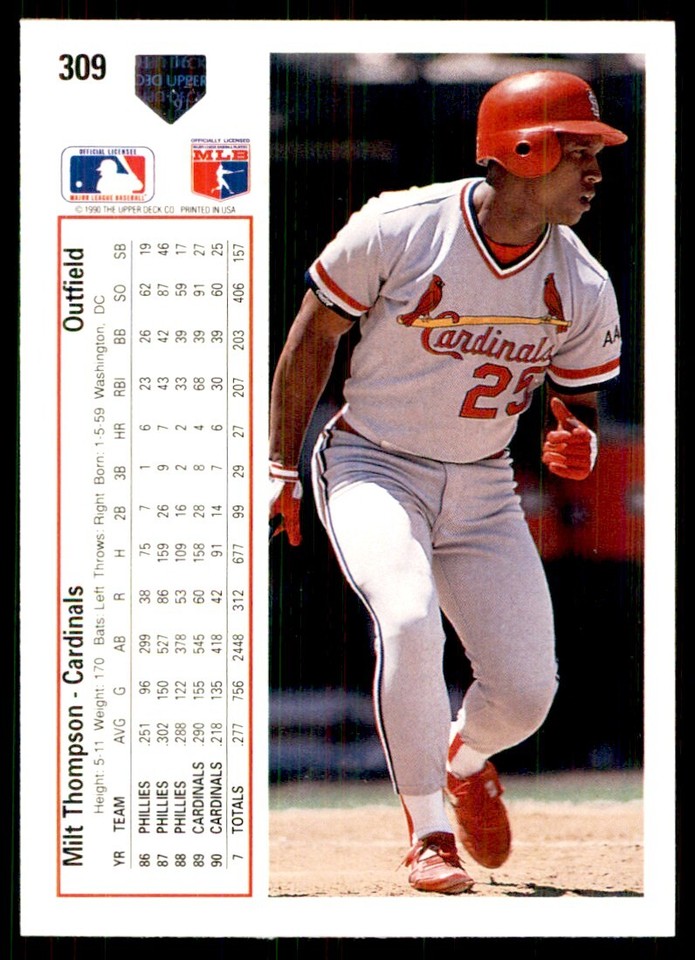 1991 Upper Deck Milt Thompson Baseball Cards #309 | eBay