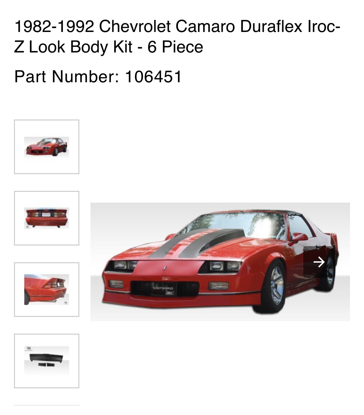 Body Kit 1988 Camero Irok Z | eBay