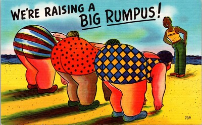 We're Raising a Big Rumpus! Large Bums Humor Linen Postcard | eBay
