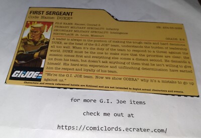 Duke V30 FileCard G.I. Joe Resolute 25Th Anniversary GI Joe File Card ...