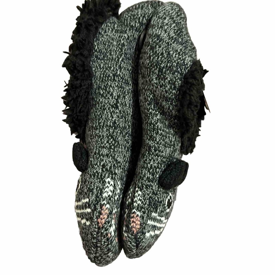 Secret Treasures Womens BLACK KITTY CAT Faux Fur Lined SLIPPER SOCKS Sz ...